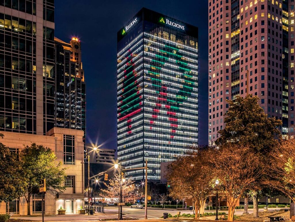 Regions Bank Headquarters Tower Celebrates the Season